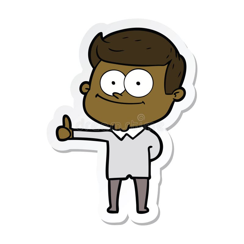 Sticker of a Cartoon Smiling Man Stock Vector - Illustration of drawn ...