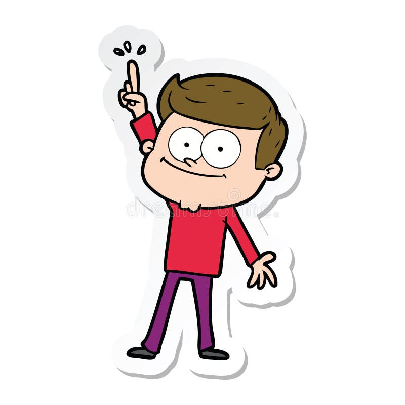 Sticker of a Cartoon Smiling Man Stock Vector - Illustration of smiling ...