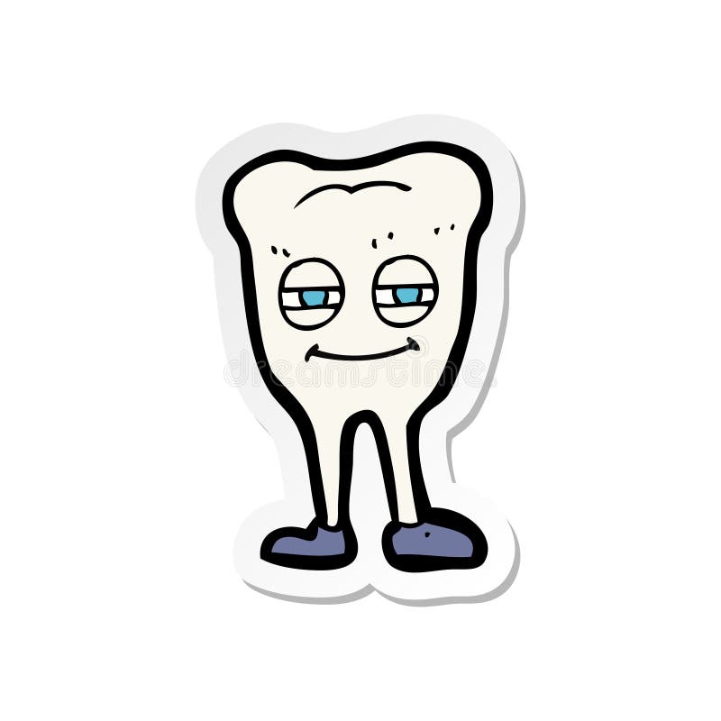 Sticker of a Cartoon Smiling Tooth Stock Vector - Illustration of silly ...