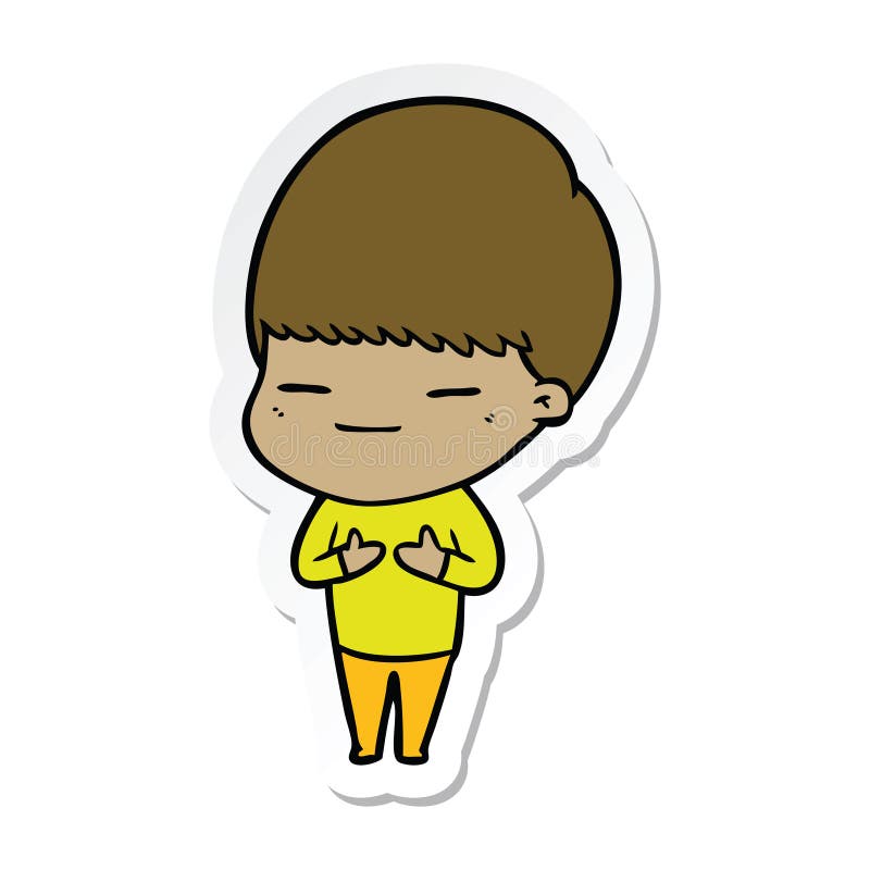 Sticker of a Cartoon Smug Boy Stock Vector - Illustration of drawing ...