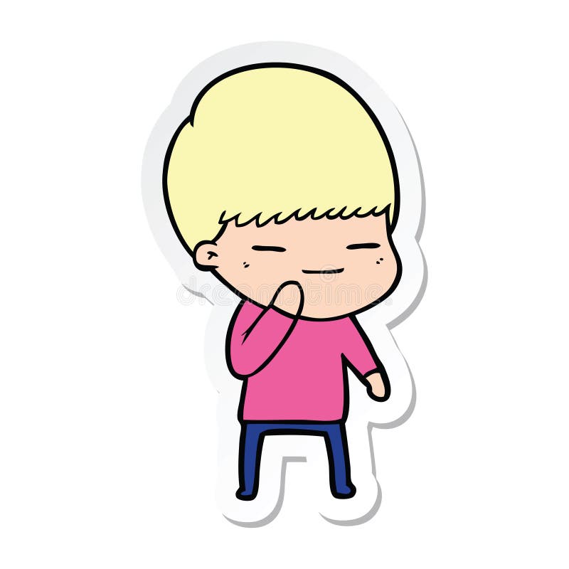 Sticker of a Cartoon Smug Boy Stock Vector - Illustration of doodle ...