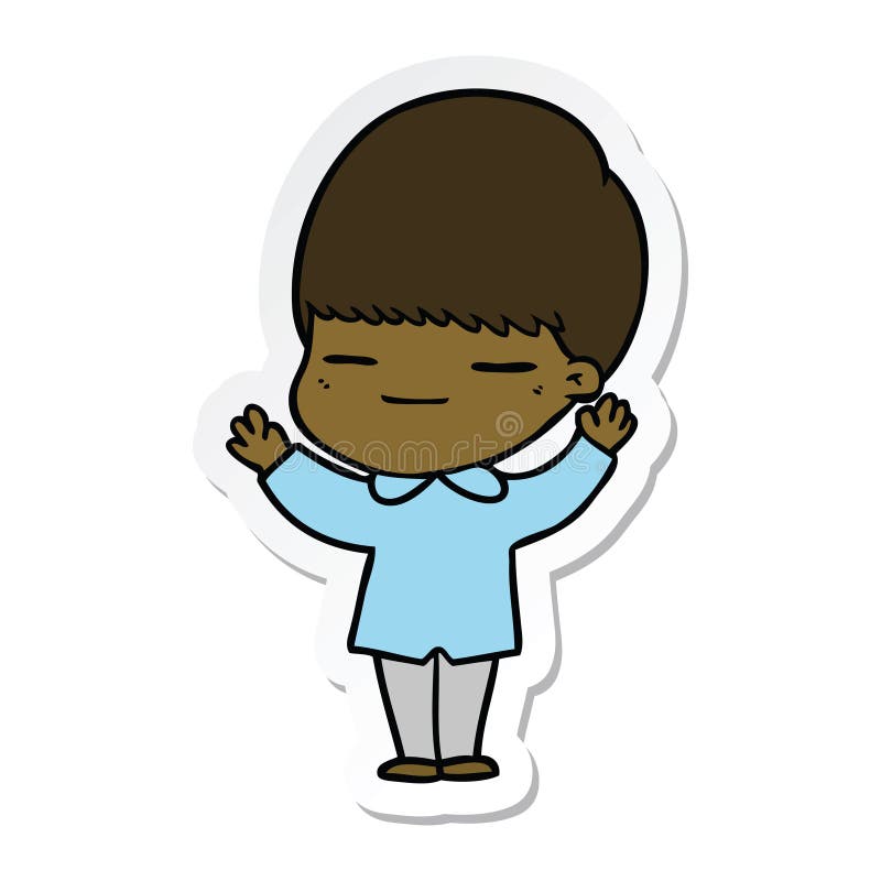Sticker of a Cartoon Smug Boy Stock Vector - Illustration of label ...