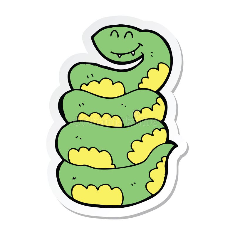 Sticker of a cartoon snake stock vector. Illustration of sticker ...