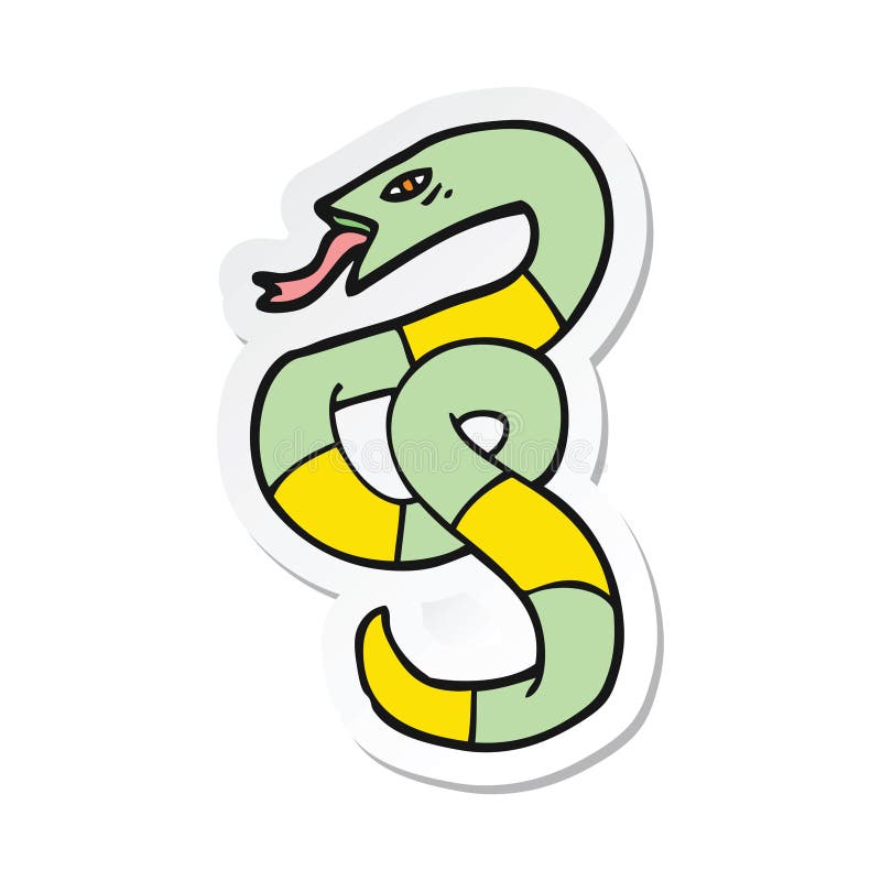 Sticker of a cartoon snake stock vector. Illustration of cartoon ...