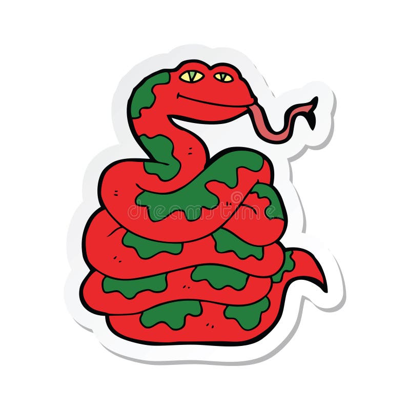 Sticker of a cartoon snake stock vector. Illustration of cute - 149228828