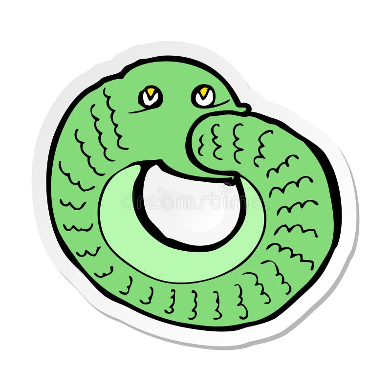 Sticker of a Cartoon Snake Eating Own Tail Stock Illustration ...