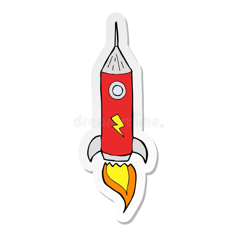 Sticker of a Cartoon Space Rocket Stock Vector - Illustration of ...