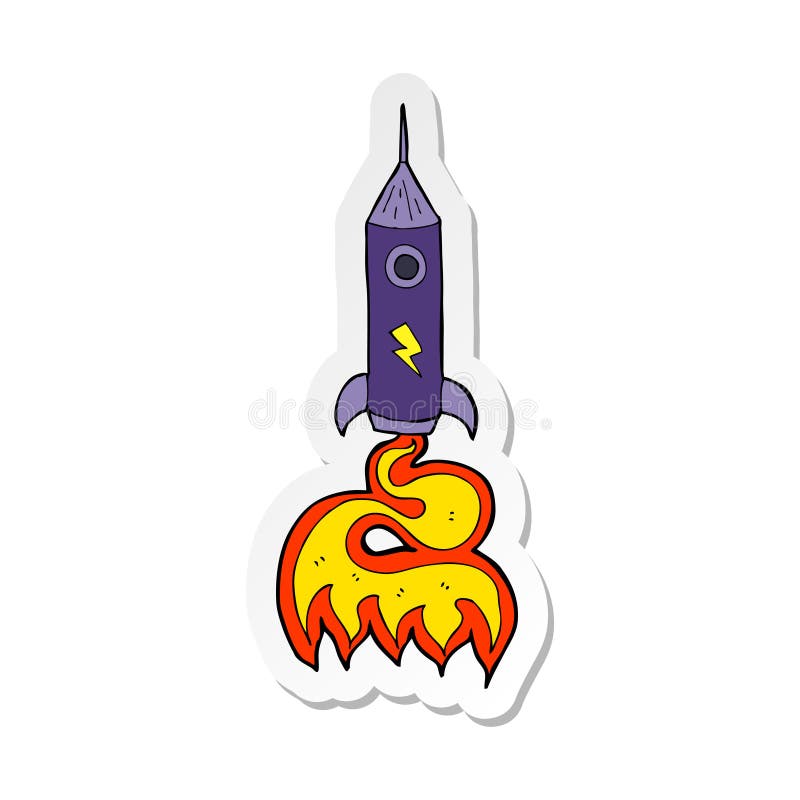 Sticker of a Cartoon Space Rocket Stock Vector - Illustration of space ...