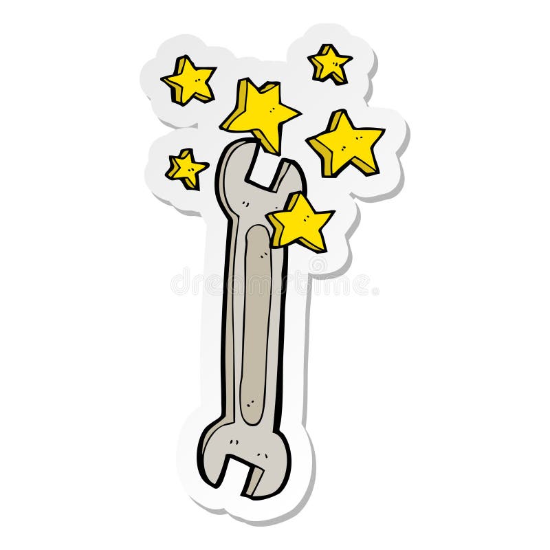 Sticker of a Cartoon Spanner Stock Vector - Illustration of happy, sign ...
