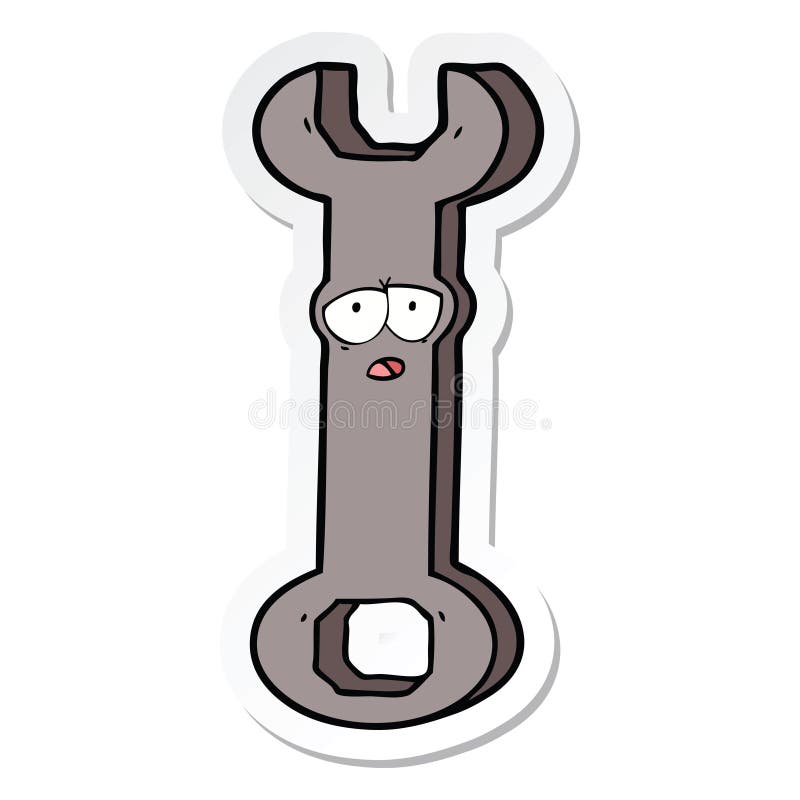 Sticker of a Cartoon Spanner Stock Vector - Illustration of cute, drawn ...