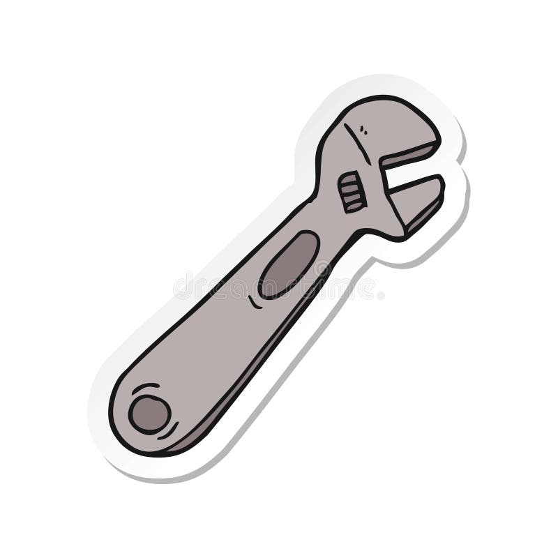 Sticker of a Cartoon Spanner Stock Vector - Illustration of cute ...
