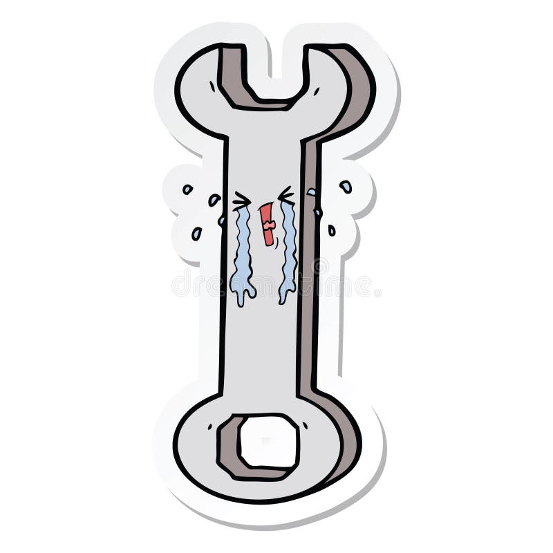 Sticker of a Cartoon Spanner Stock Vector - Illustration of freehand ...
