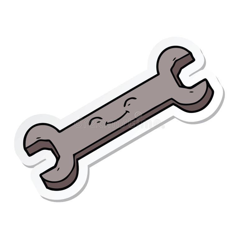 Sticker of a Cartoon Spanner Stock Vector - Illustration of freehand ...