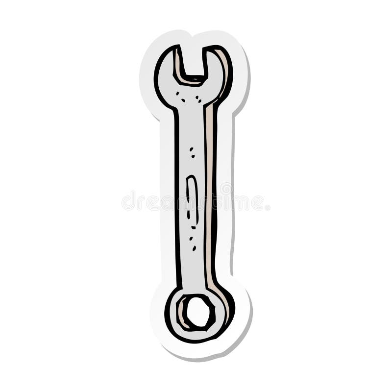 Sticker of a Cartoon Spanner Stock Vector - Illustration of sign ...