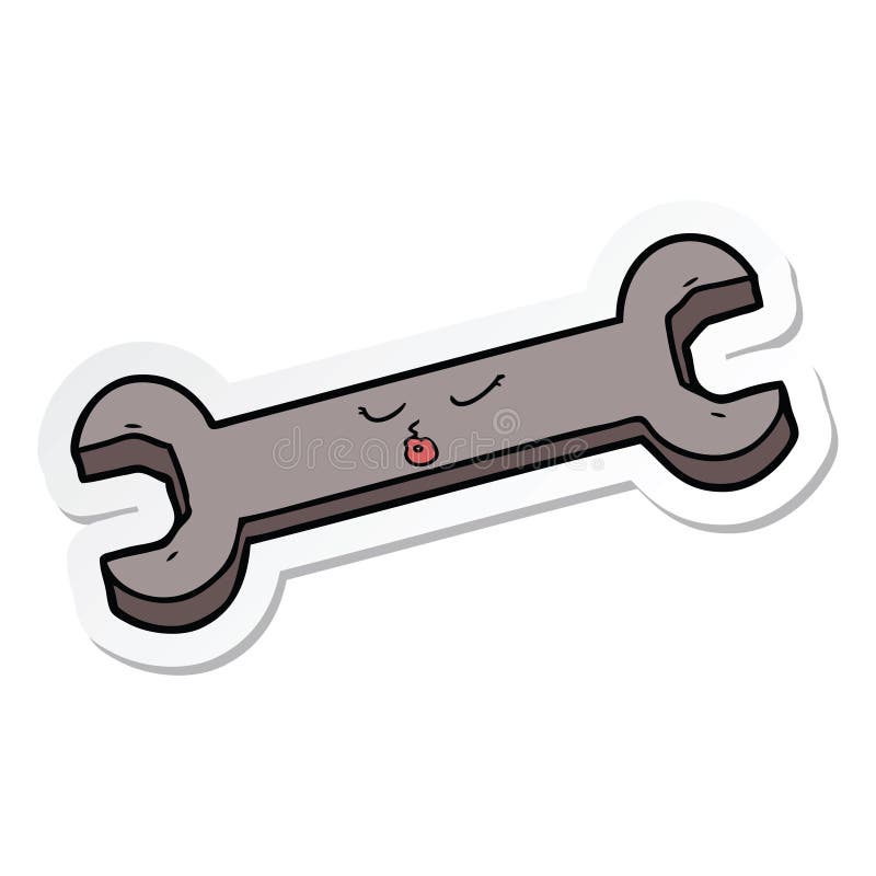 Sticker of a Cartoon Spanner Stock Vector - Illustration of doodle ...