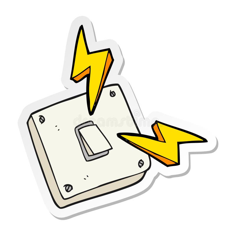 Sticker of a Cartoon Sparking Electric Light Switch Stock Vector ...
