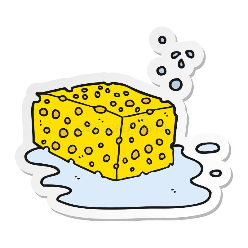 Sticker of a Cartoon Sponge Stock Vector - Illustration of cleaning ...
