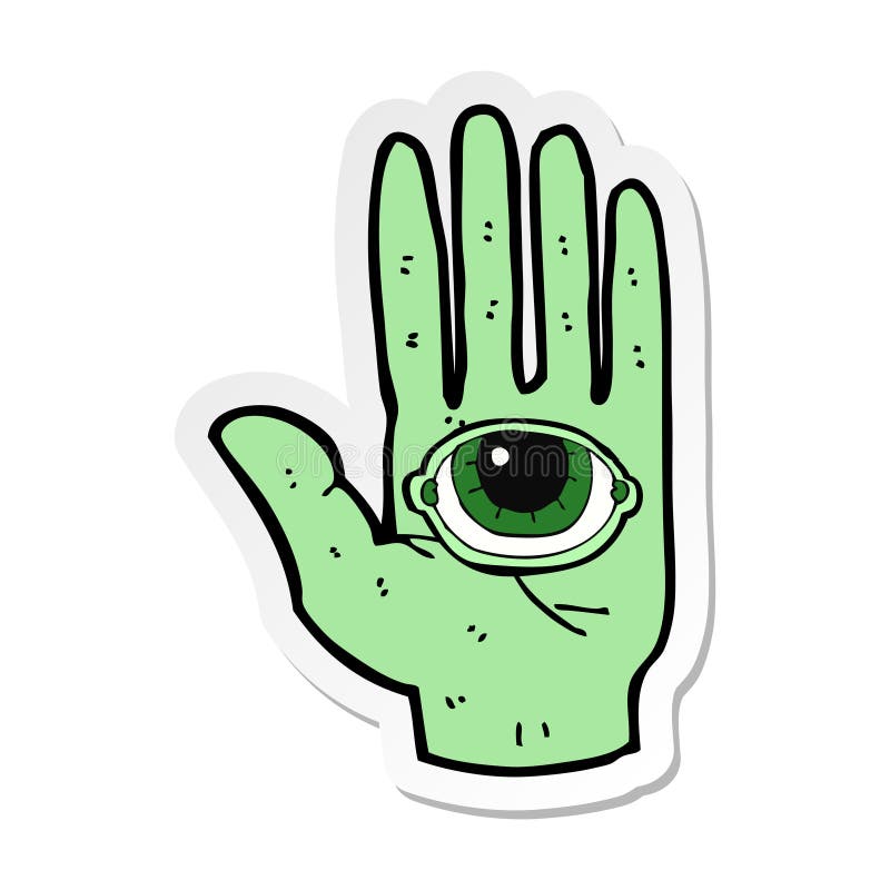 Sticker of a Cartoon Spooky Hand Stock Vector - Illustration of ...