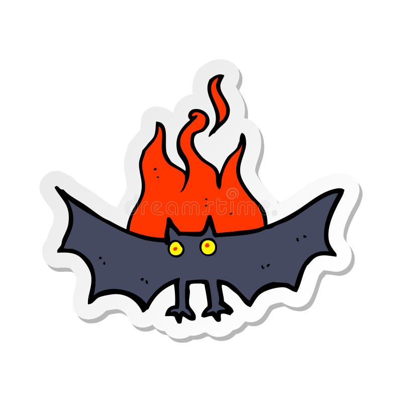 Sticker of a Cartoon Spooky Vampire Bat Stock Vector - Illustration of ...