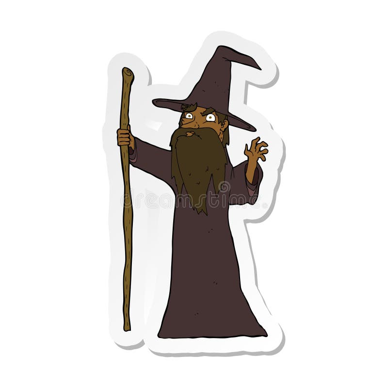 Sticker of a Cartoon Spooky Wizard Stock Vector - Illustration of cute ...