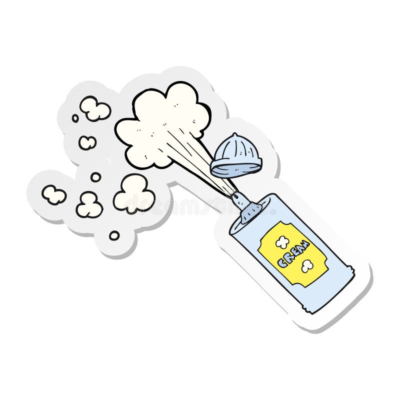 Sticker of a Cartoon Spraying Whipped Cream Stock Vector - Illustration ...