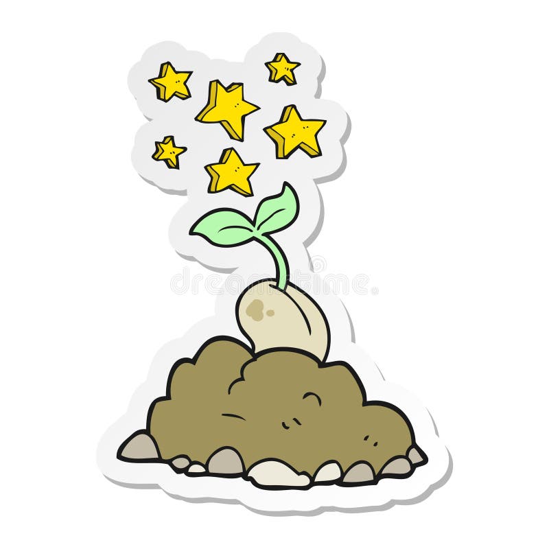 Sticker of a Cartoon Sprouting Seed Stock Vector - Illustration of ...