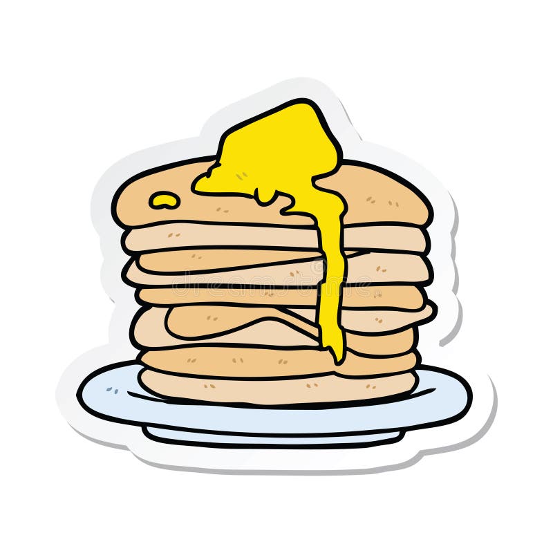 Sticker of a Cartoon Stack of Pancakes Stock Vector - Illustration of ...