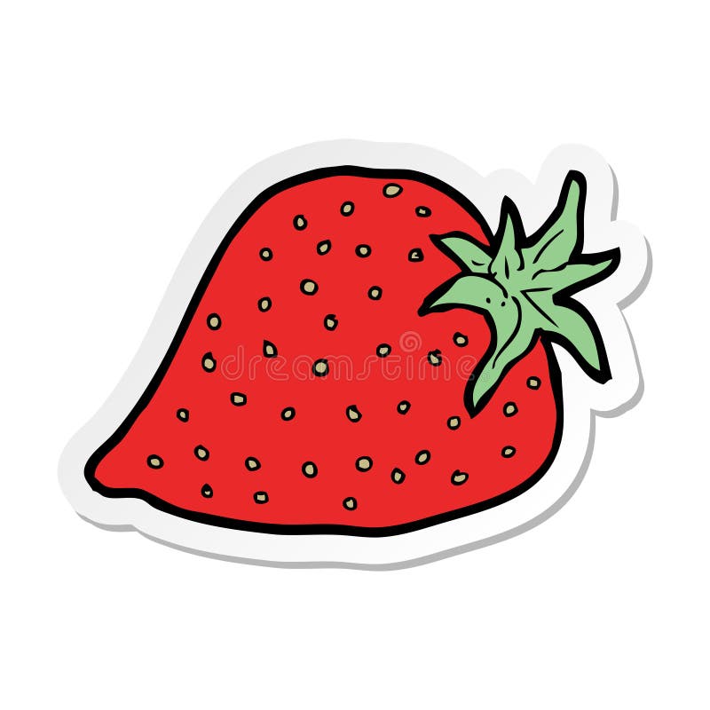 Sticker of a Cartoon Strawberry Stock Vector - Illustration of line ...