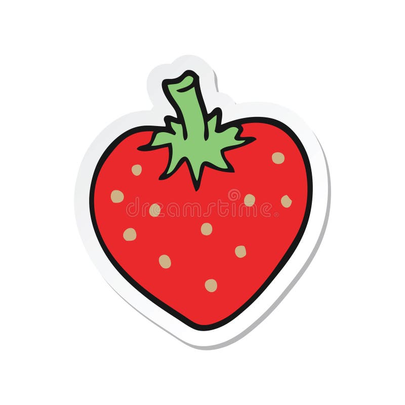 Sticker Of A Cartoon Strawberry Stock Vector Illustration Of Cute