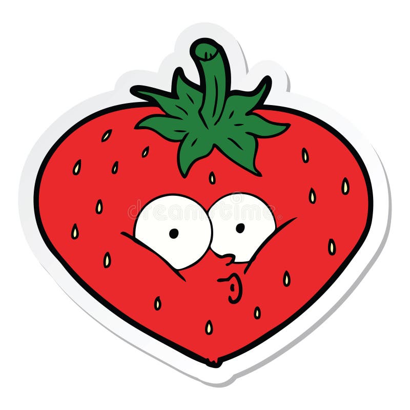 Sticker of a Cartoon Strawberry Stock Vector - Illustration of ...