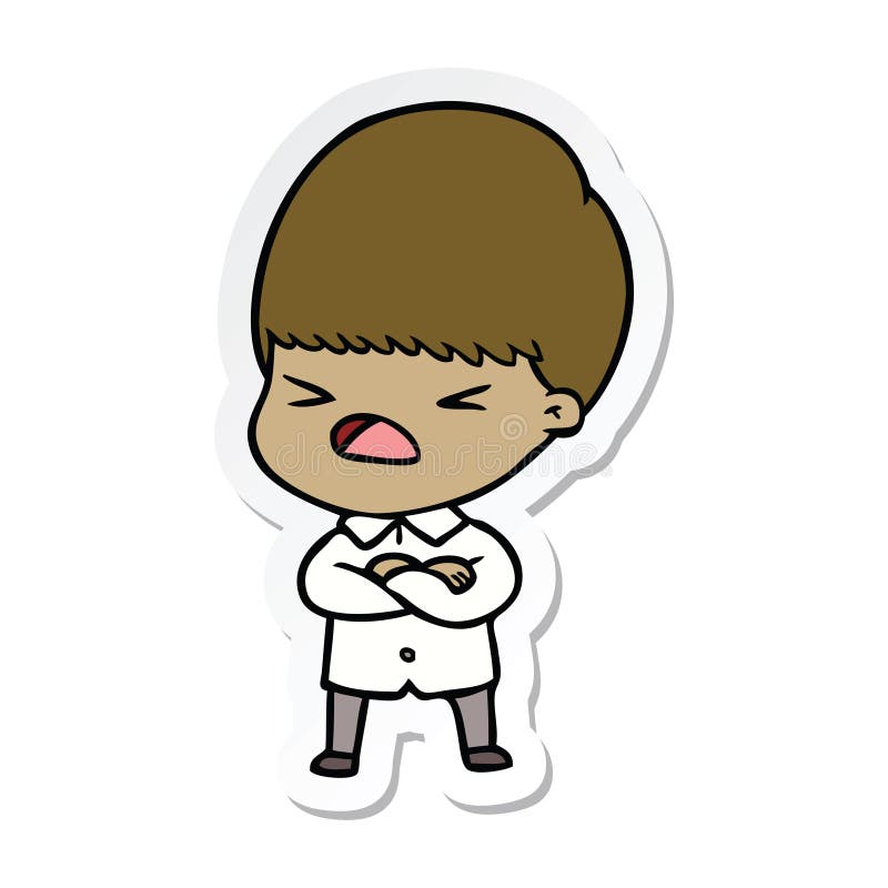 Sticker of a Cartoon Stressed Man Stock Vector - Illustration of doodle ...