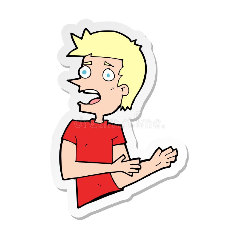 Sticker Man Male Boy Stressed Explaining Panic Cartoon Character ...