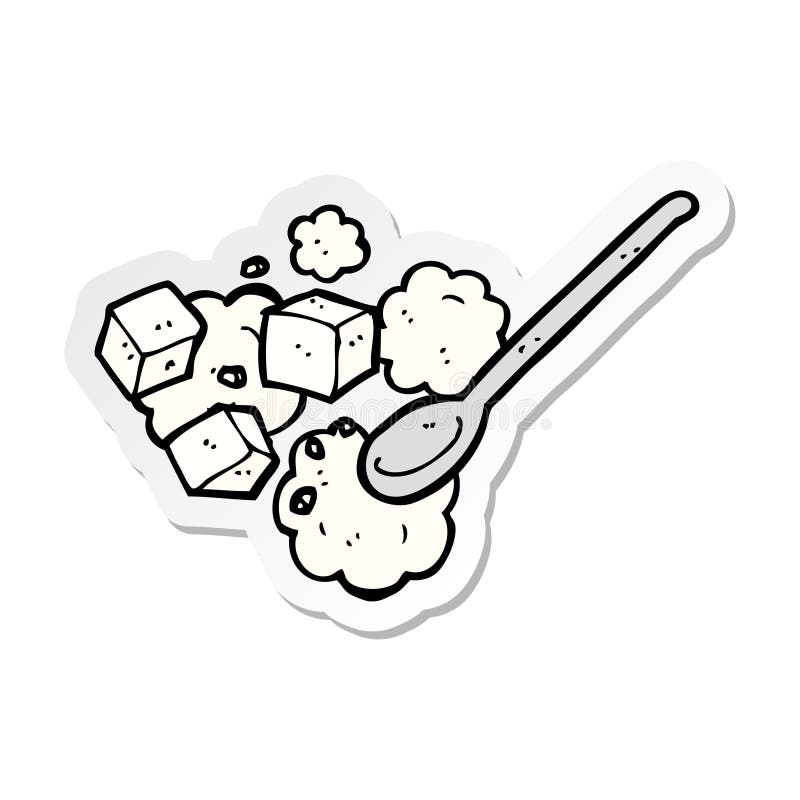 Sticker Sugar Lumps Spoon Cartoon Art Illustration Artwork Drawing ...