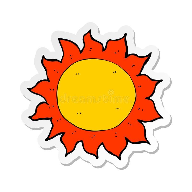 Sticker of a cartoon sun stock vector. Illustration of symbol - 147642761