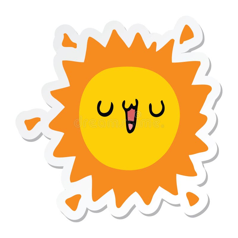 Sticker of a cartoon sun stock vector. Illustration of freehand - 147644878