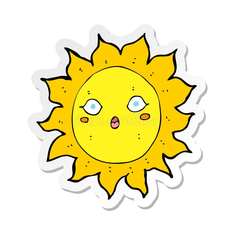 Sticker of a cartoon sun stock vector. Illustration of surprised ...