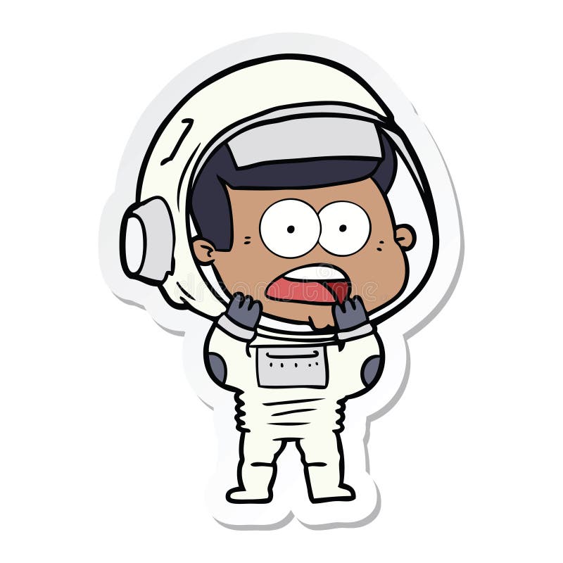Sticker of a Cartoon Surprised Astronaut Stock Vector - Illustration of ...