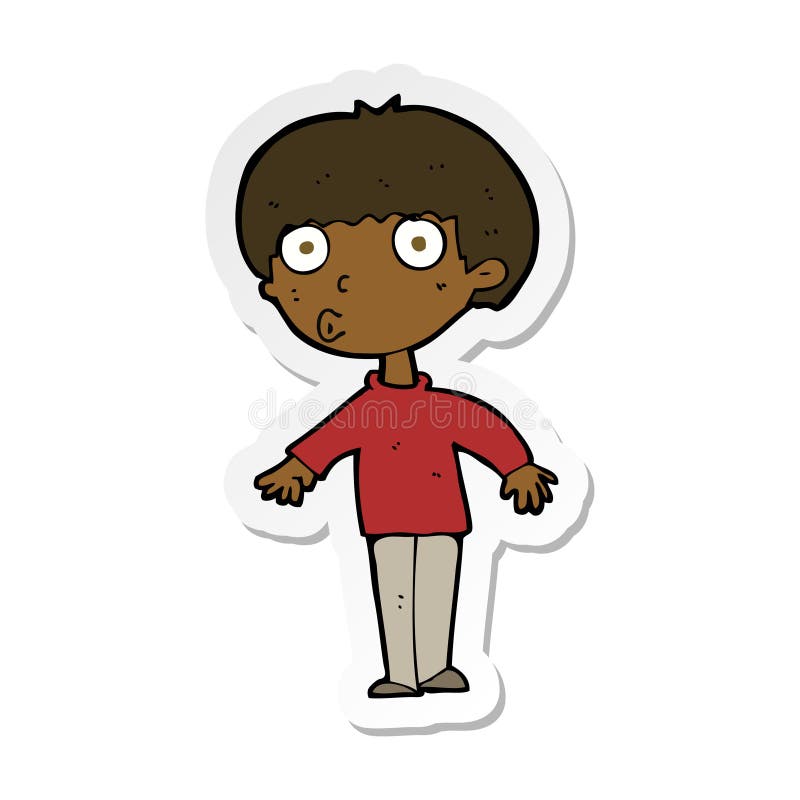 Sticker of a Cartoon Surprised Boy Stock Vector - Illustration of ...