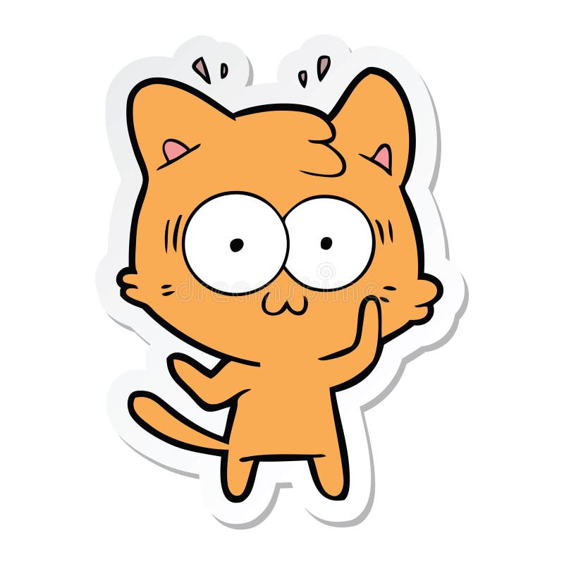 Sticker of a Cartoon Surprised Cat Stock Vector - Illustration of drawn ...