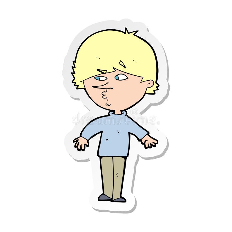 Sticker of a Cartoon Suspicious Man Looking Over Shoulder Stock Vector ...