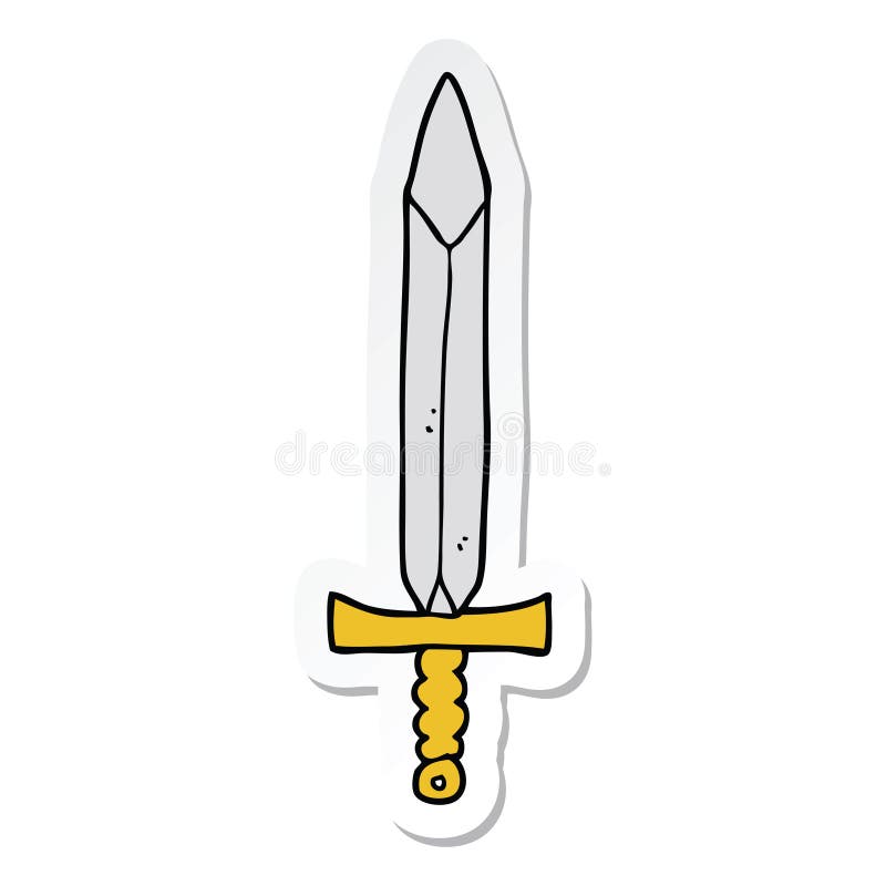 Sticker of a cartoon sword stock vector. Illustration of decal - 147693666