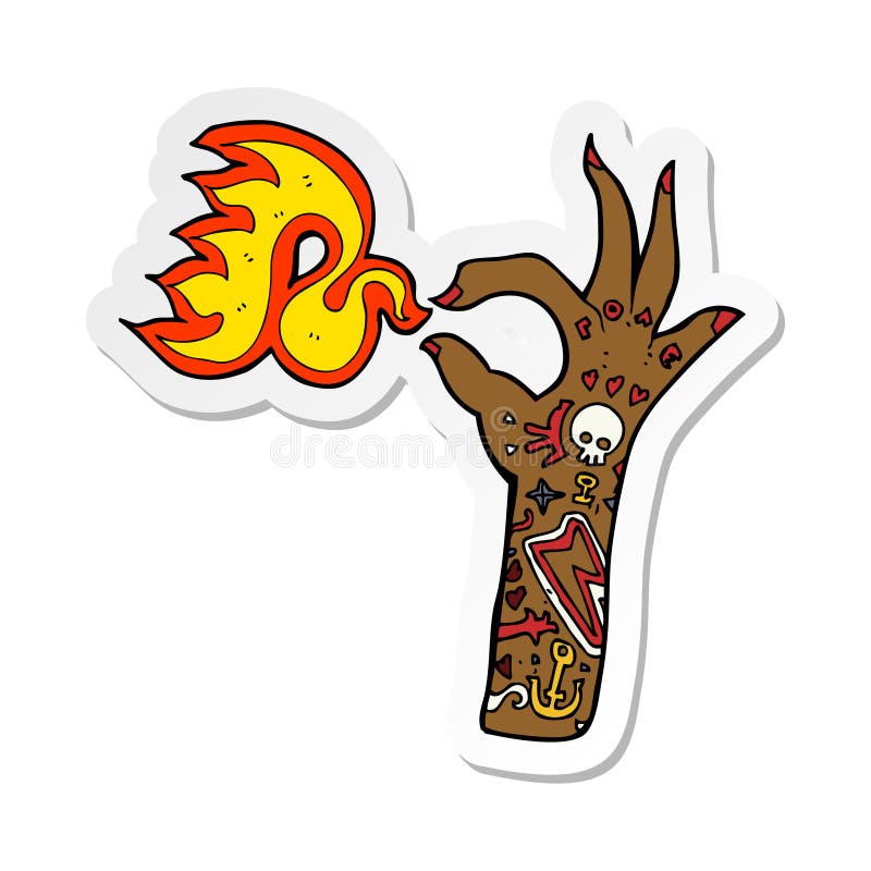 Sticker of a Cartoon Tattoo Arm Fire Symbol Stock Vector - Illustration ...