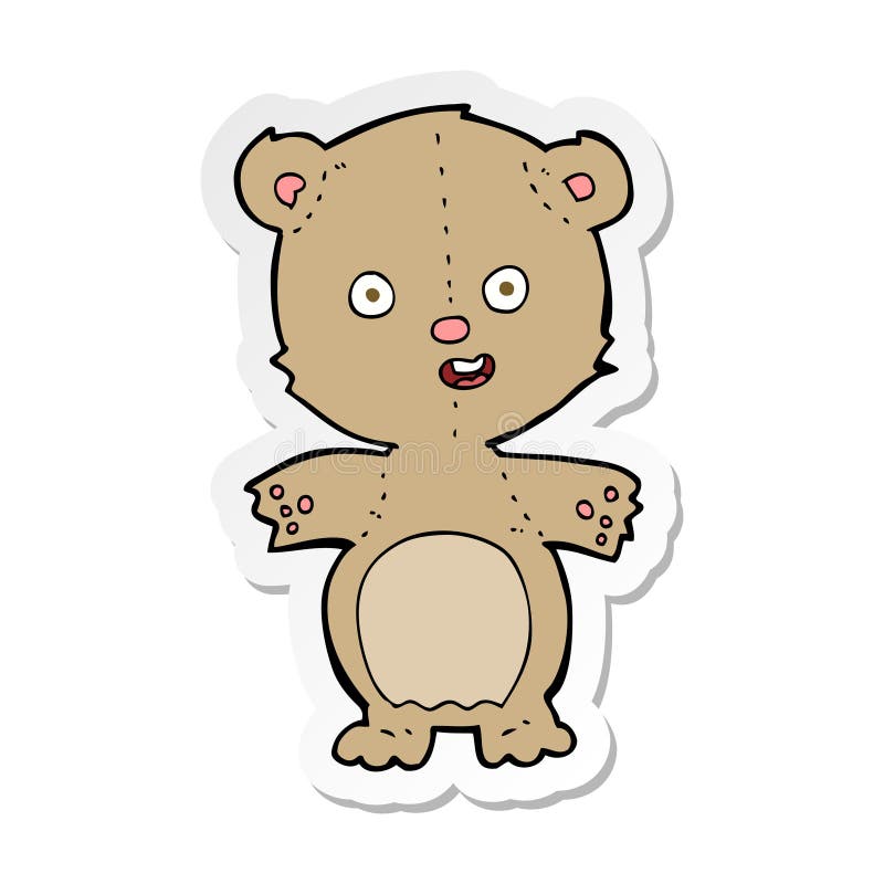 Sticker of a Cartoon Teddy Bear Stock Vector - Illustration of line ...