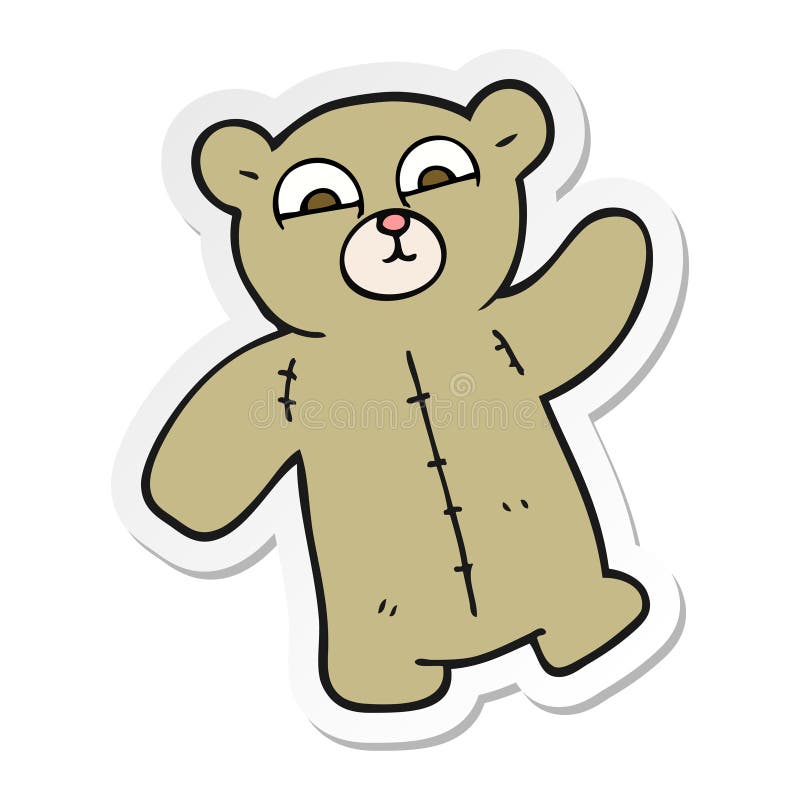 Sticker of a Cartoon Teddy Bear Stock Vector - Illustration of waving ...