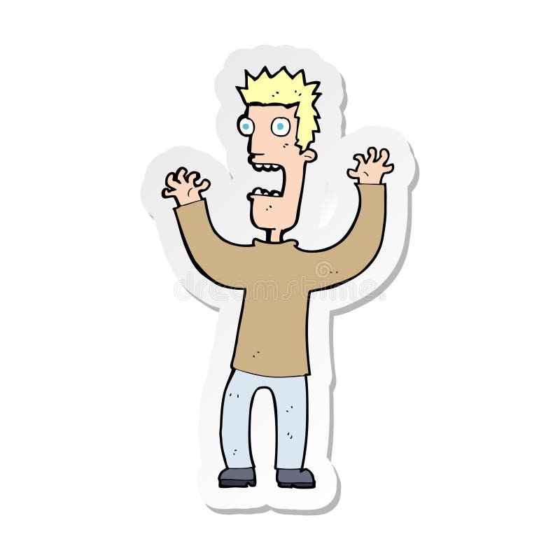 Sticker of a Cartoon Terrified Man Stock Vector - Illustration of retro ...