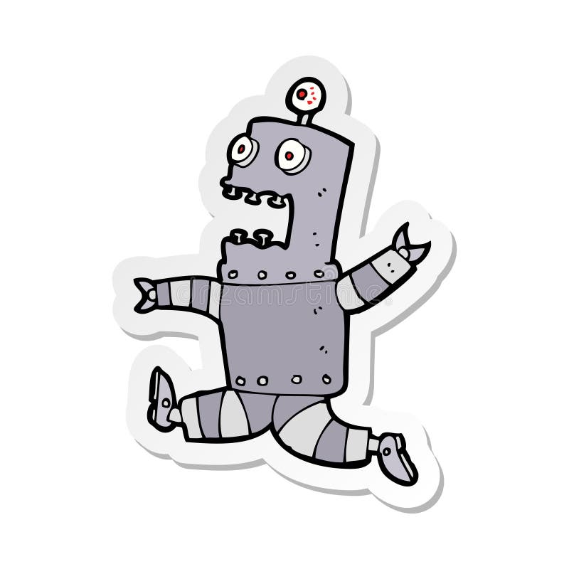 Sticker of a Cartoon Terrified Robot Stock Vector - Illustration of ...