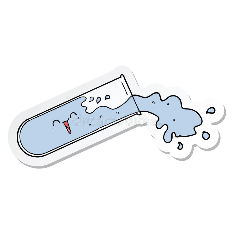 Sticker of a Cartoon Test Tube Spilling Stock Vector - Illustration of ...