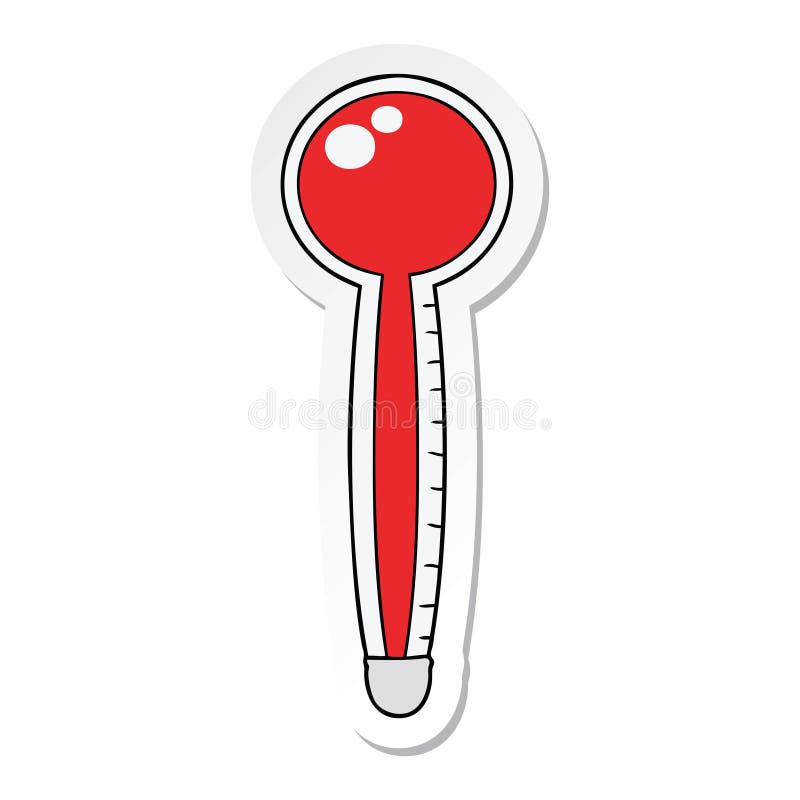 Sticker of a Cartoon Thermometer Stock Vector - Illustration of drawing ...