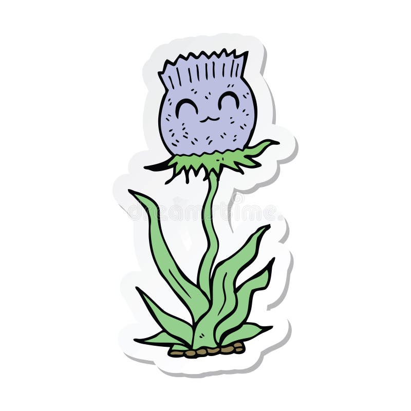 Sticker of a Cartoon Thistle Stock Vector - Illustration of quirky ...