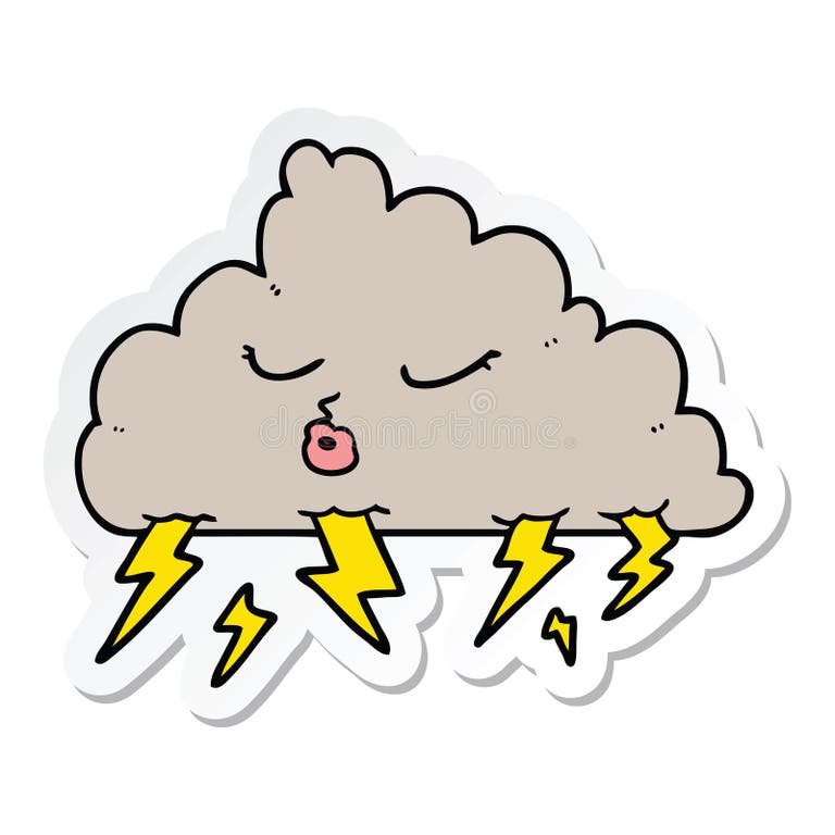 Sticker of a Cartoon Thundercloud Stock Vector - Illustration of ...